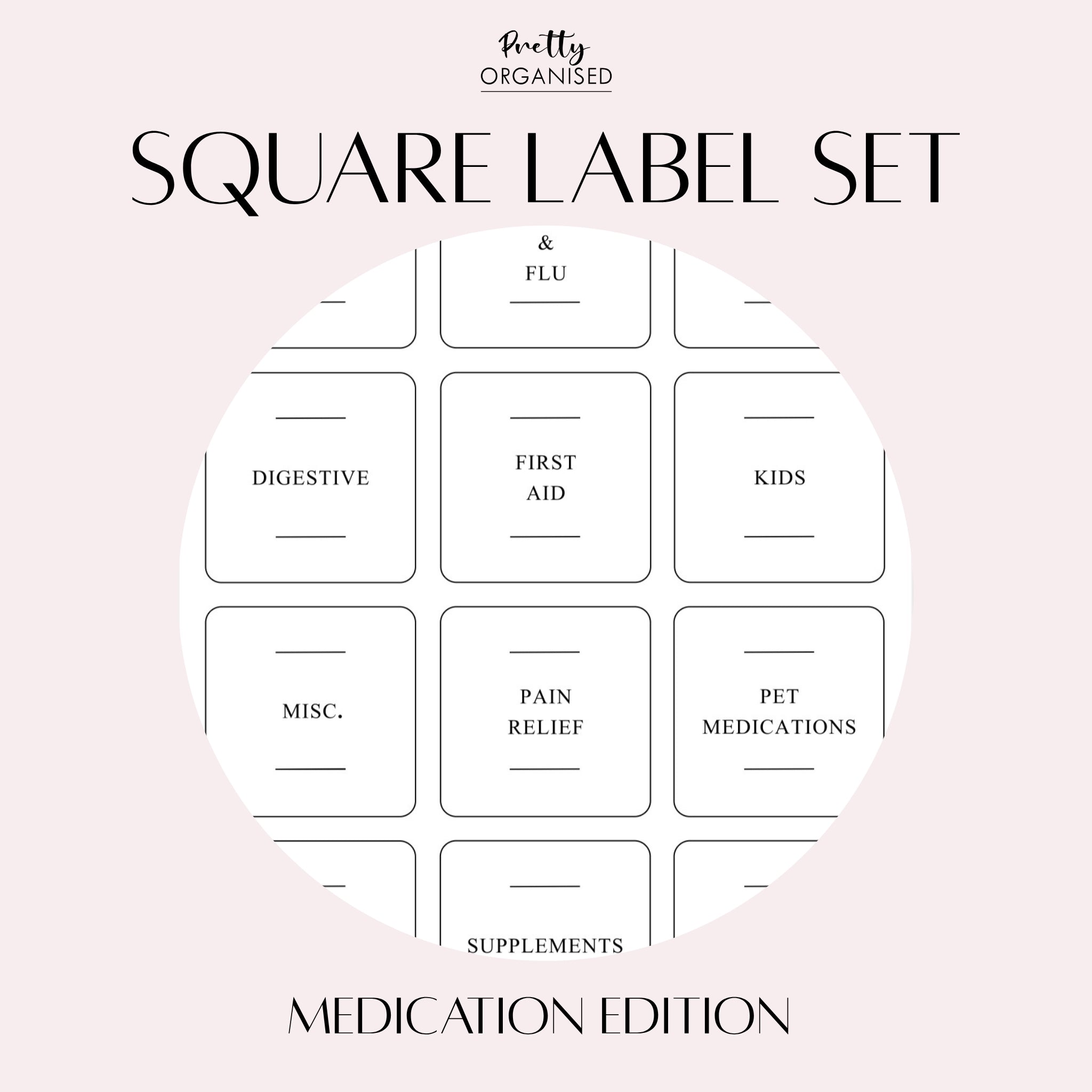 Square Label Set | Medication Edition – Pretty Organised